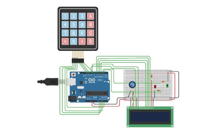 Circuit design Keypad with Password - Tinkercad