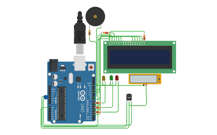 Circuit design Temp Monitor - Tinkercad
