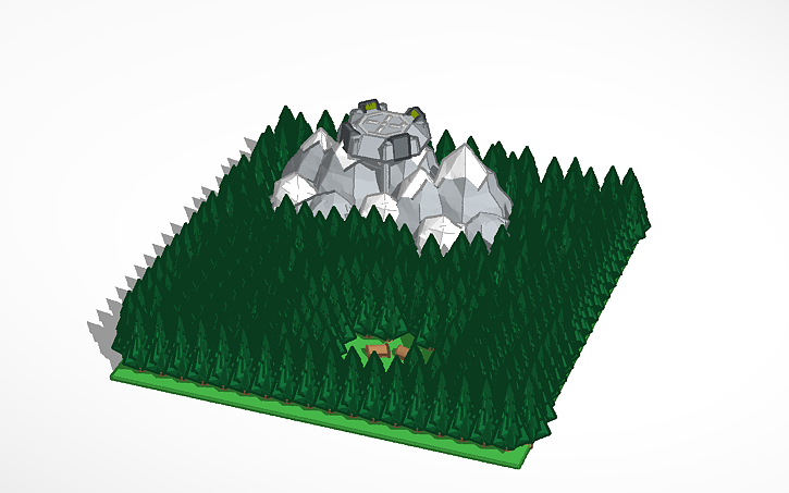 3D design landpad in forest - Tinkercad