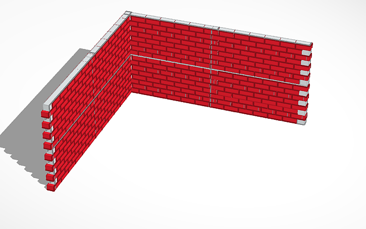 3D design Long Brick Wall Template - Tinkercad