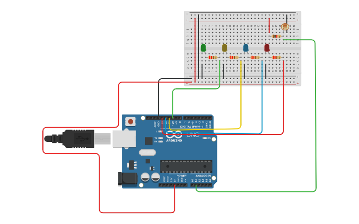 Circuit Design Encendido Leds Con Fotoresistencia Tinkercad