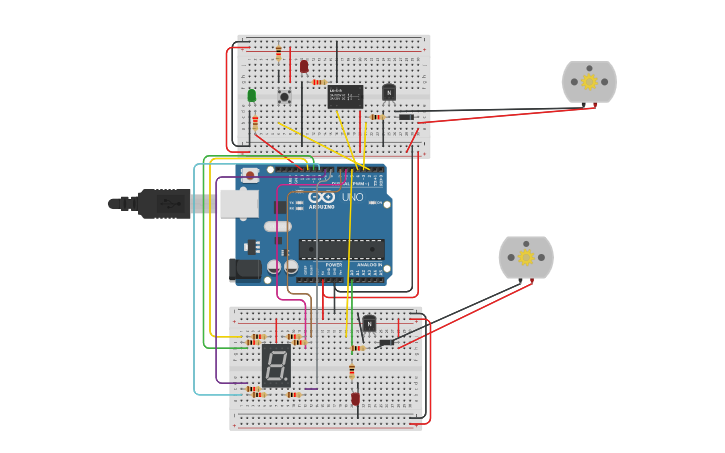 Circuit design Washing machine - Tinkercad