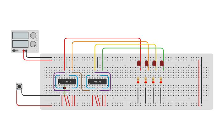 Circuit Design Contatore Modulo 16 Tinkercad
