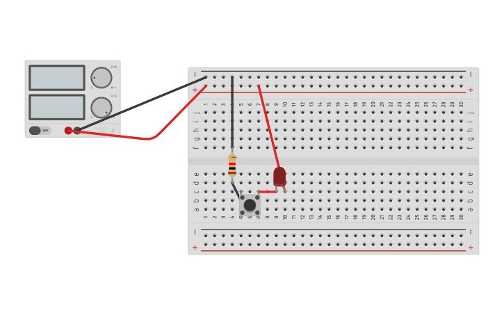 Circuit design LED On With Button Lab 1 | Tinkercad