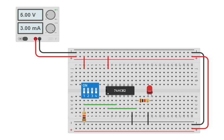 Circuit design NOT gate (NOR ONLY) | Tinkercad