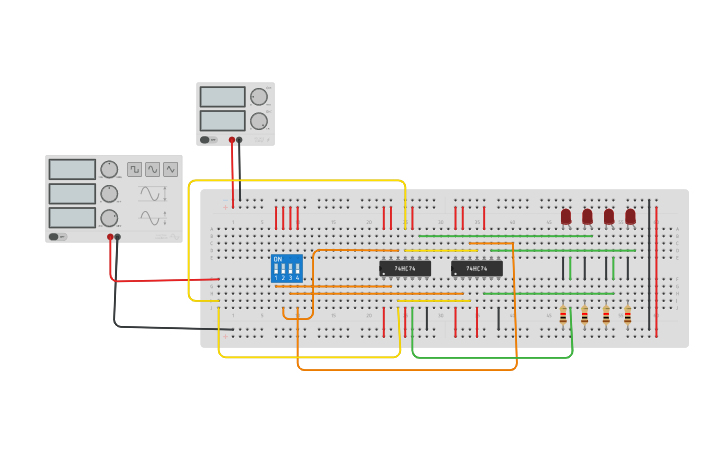 Circuit design PARALLEL IN PARALLEL OUT | Tinkercad