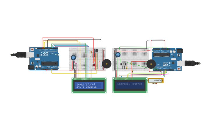 Circuit design COVID DOOR BELL | Tinkercad
