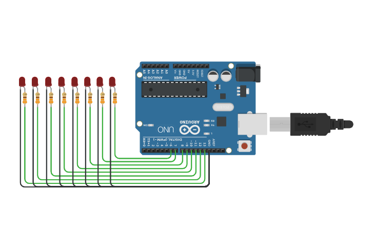 Circuit design Intermitente led secuencial | Tinkercad