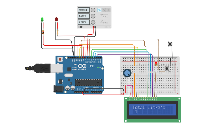 Circuit design Flow meter - Tinkercad