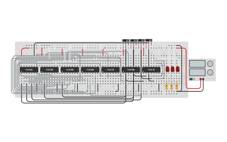 Circuit design IC 74LS04/74LS08/74LS32 4 Input/3 Output | Tinkercad