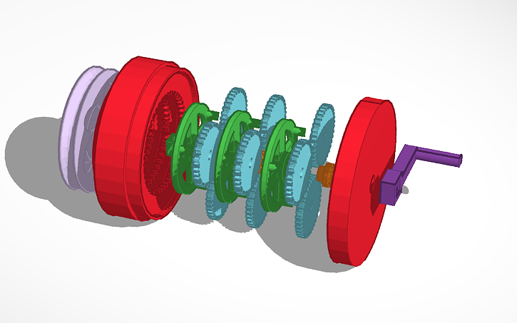 3d Design 1 4800 Mini Planteary Gear Crank Exploded Model Tinkercad
