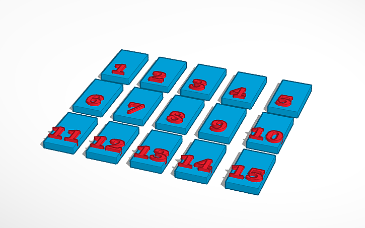 3D design Take a Number Numbers 1-15 - Tinkercad