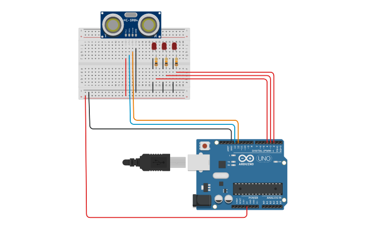 Circuit design Distance Sensor - Tinkercad