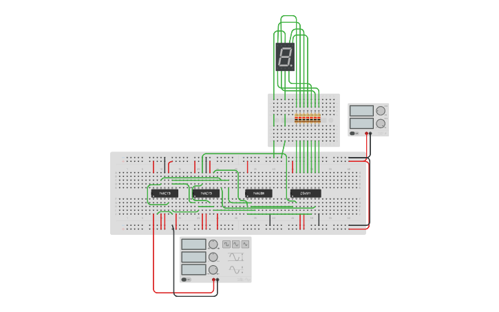 Circuit design Decade Ripple Counter | Tinkercad