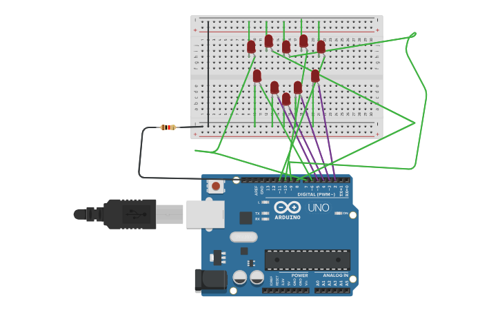 Circuit design led de corazones - Tinkercad
