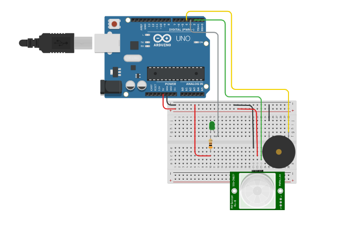 Circuit design Sensor de Movimento | Tinkercad