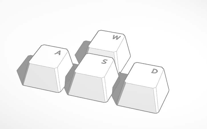 3D design WASD Keycaps for Backlit Mechanical Keyboard - Tinkercad