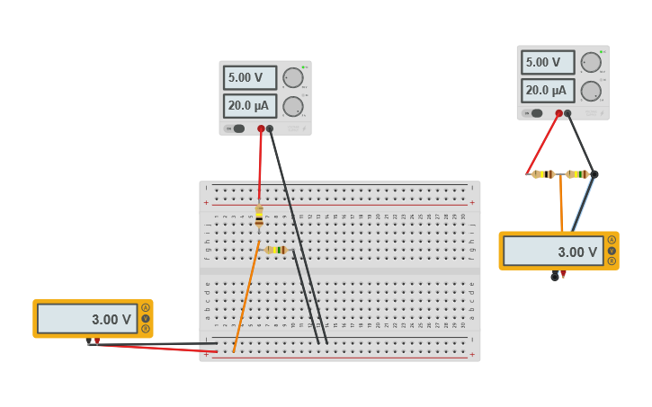 Circuit design Resistor Voltage Divider - Tinkercad