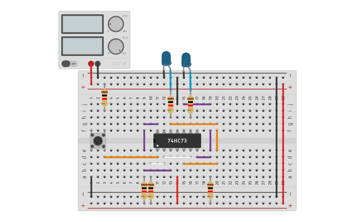 Circuit Design 2 Bit Asynchronous Counter Tinkercad