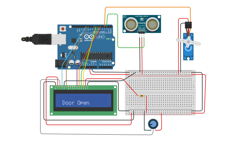 Circuit design LCD door open - Tinkercad