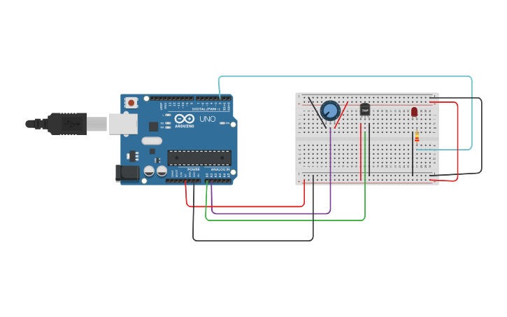 Circuit design Sensor de Temperatura | Tinkercad
