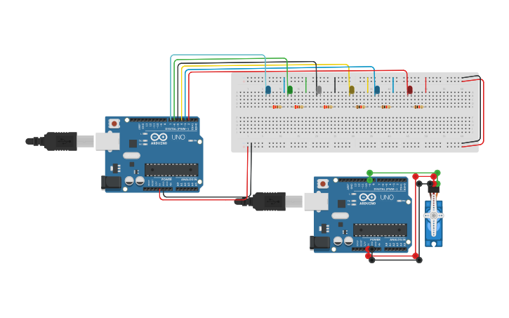 Circuit design CAPITULO 0 : SECUENCIA LUCES CON FOR - Tinkercad