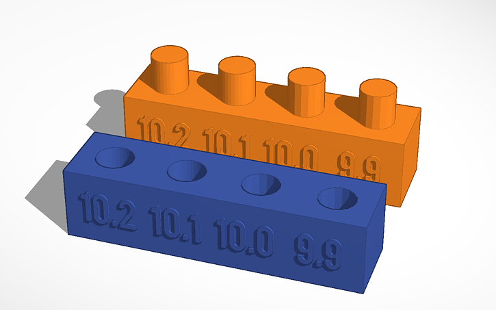 3D design hole and pin test fit - Tinkercad