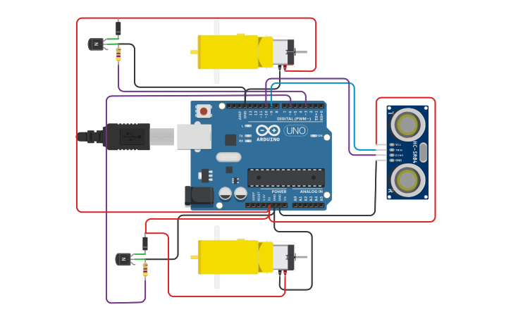 Circuit Design Object Avoiding Robot Example Tinkercad