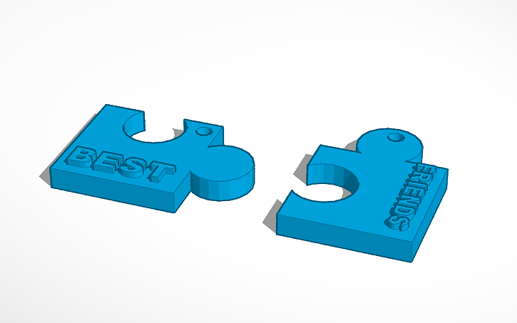 3D design Best Friends Puzzle Piece Key Chains - Tinkercad