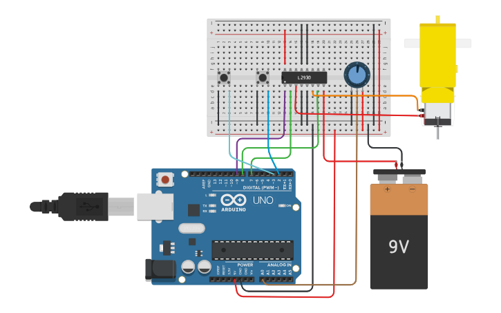 Circuit design Control motoreductor CC con L293D G-E-Zayas | Tinkercad Circuit design Control motoreductor CC con L293D G-E-Zayas | Tinkercad