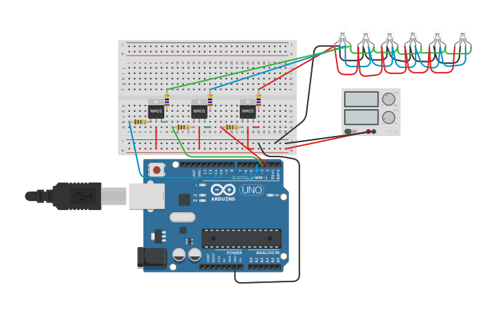 Circuit design nchan switch - Tinkercad