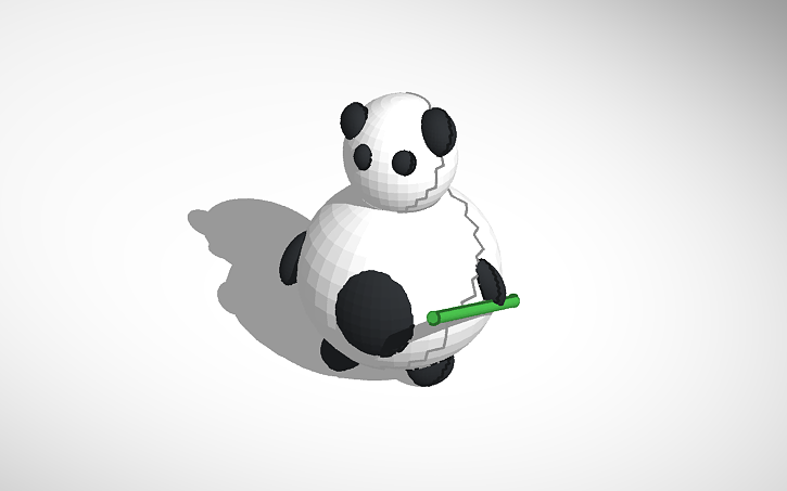 3D design panda holding bamboo - Tinkercad
