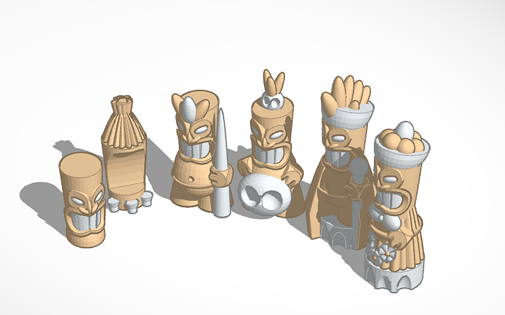 3D design Copy of Full Tiki #chess set | Tinkercad