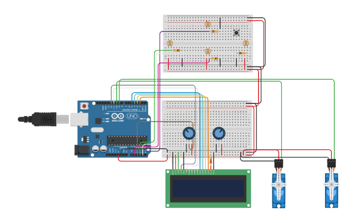 Circuit design Solar Tracker Angle and Intensity | Tinkercad