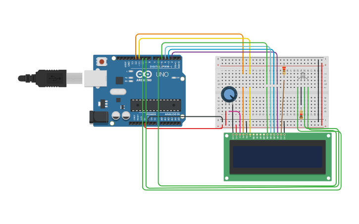 Circuit design RGB + LCD - Tinkercad