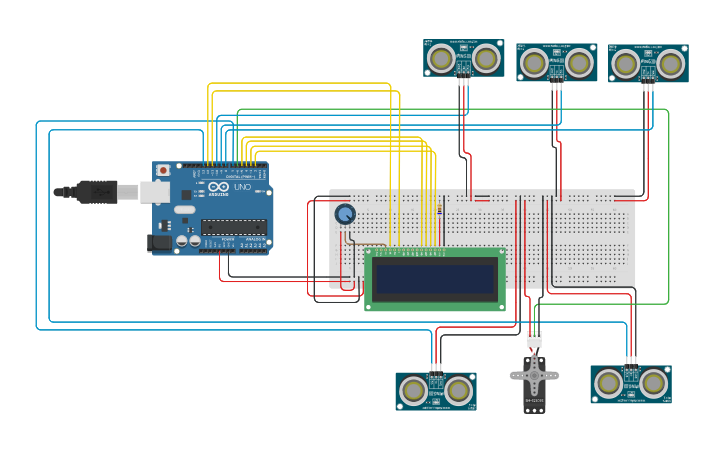 Circuit Design Copy Of Car Parking System Using Arduino Tinkercad