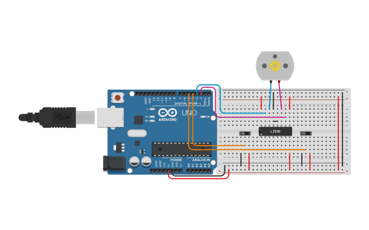 Circuit design Direccion de un motor - Tinkercad