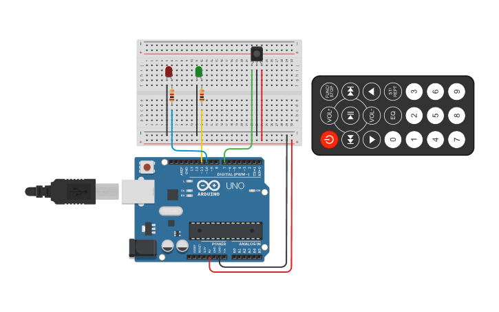 Circuit design 13c - IR Remote and Receiver on an Arduino - Tinkercad