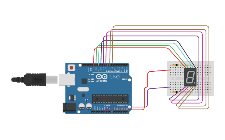 Circuit design Copy of Arduino 7 segment display - Tinkercad