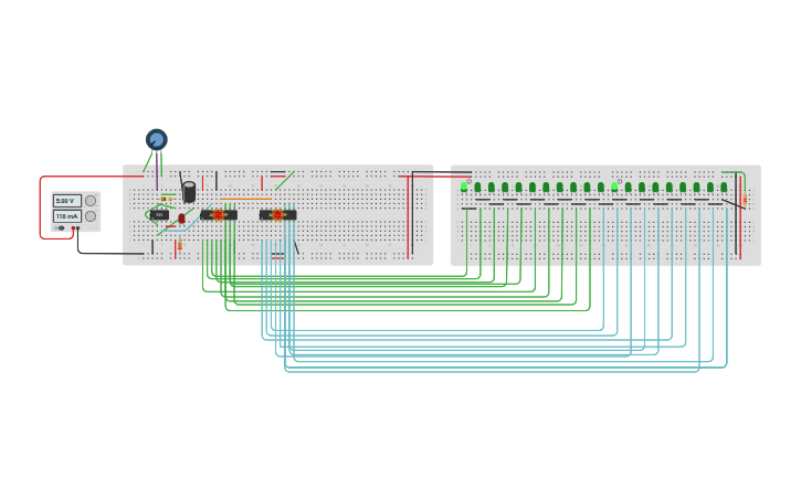 Circuit design NE555 & CD4017 project - Tinkercad