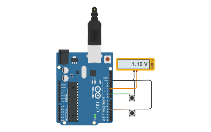 Circuit design control voltage from button - Tinkercad