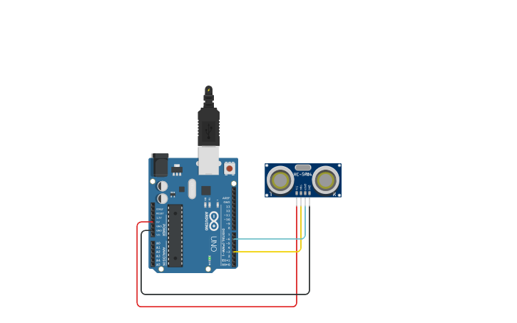 Circuit design Ultrasonic Sensor (Distance Measurement) - Tinkercad
