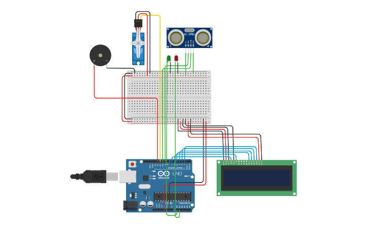 Circuit design Ultrasonic Radar System - Tinkercad