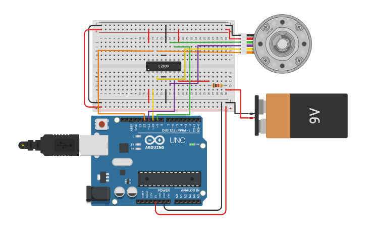 Circuit design MOTOR PASO A PASO - Tinkercad