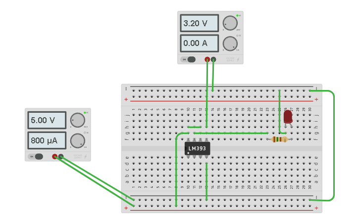 Circuit design LM 393 - Tinkercad