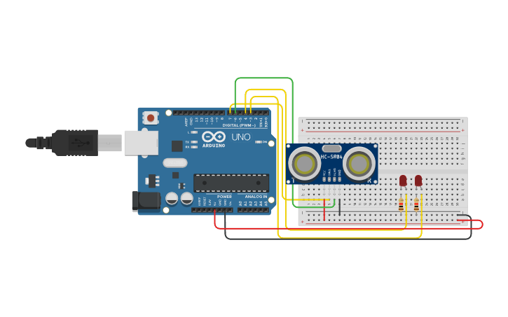 Circuit design ULTRASONIC - Tinkercad