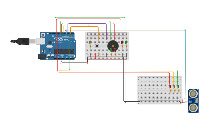 Circuit design traffic lights - Tinkercad