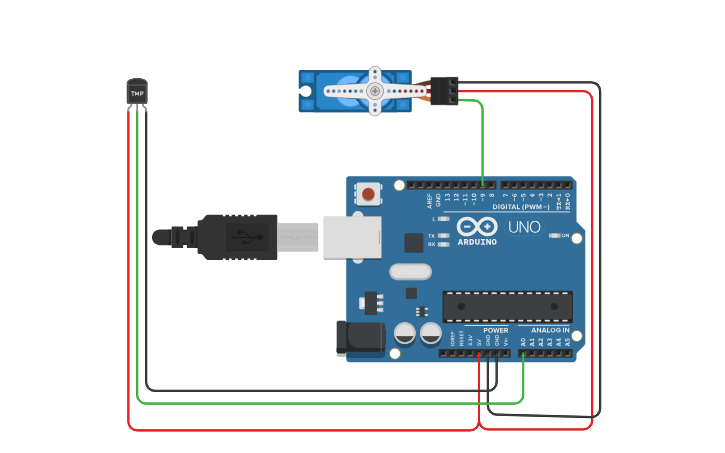 Circuit design Exercício 07C Sensor e Servo [Prof.Cristiano] - Tinkercad