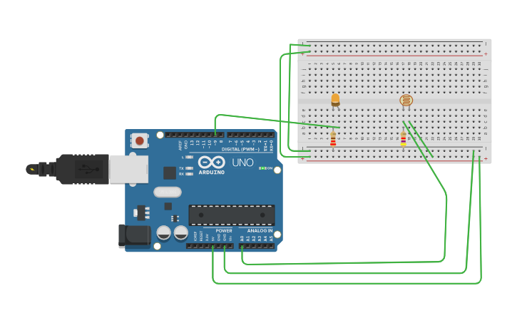 Circuit design Light Sensor (Photoresistor) With Arduino | Tinkercad