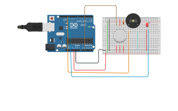 Circuit design gassensor - Tinkercad